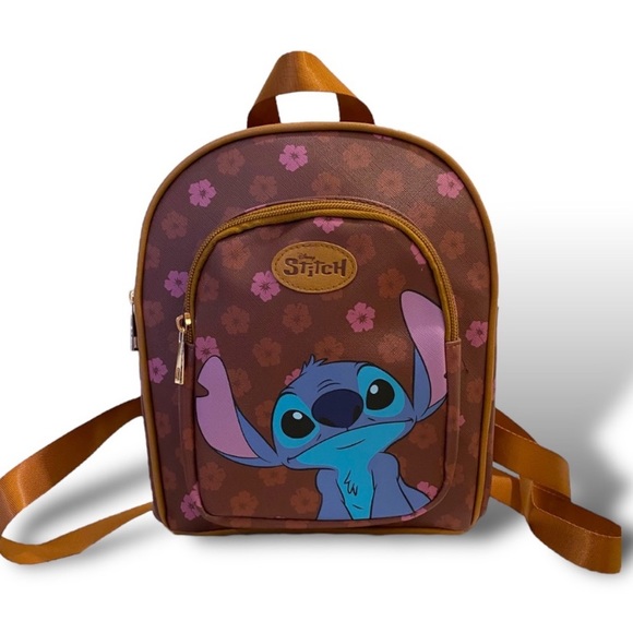 Disney | Bags | Disney Stitch Mini Backpack Brown Faux Leather | Poshmark